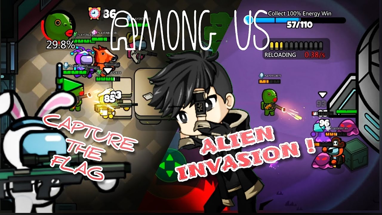 Among us CAPTURE THE FLAG and ALIEN INVASION - YouTube
