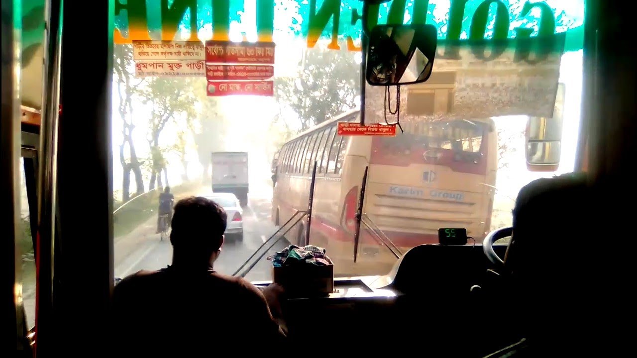 Golden Line Paribahan winter morning-Highway bus driving - YouTube