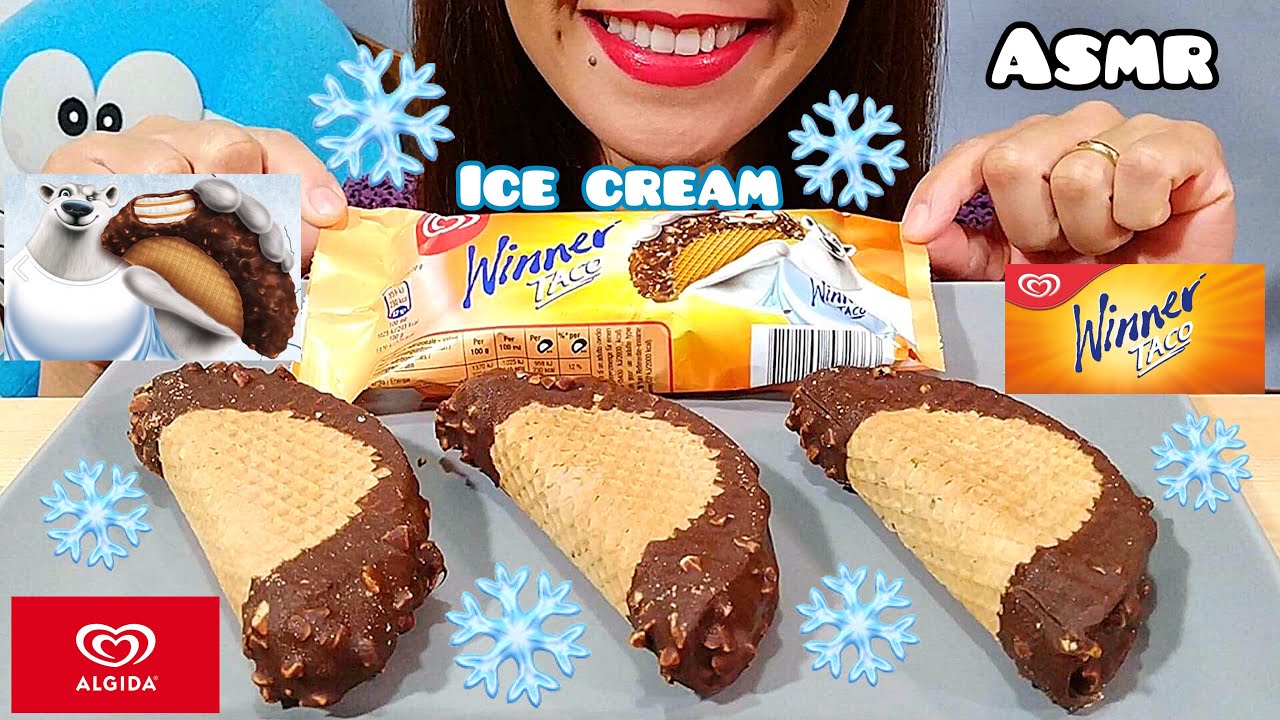 ASMR Chocolate Covered Ice Cream Tacos Algida 아이스크림 Kem Que アイスクリーム 冰淇淋 ...