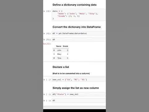 pandas dataframe add new column - YouTube