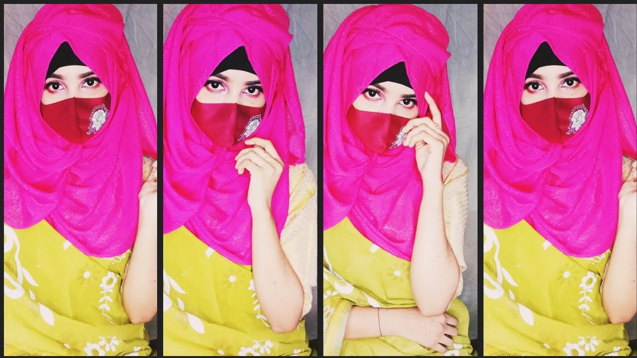 how to create beautiful & easy hijab tutorial with saree|| hijab style ...