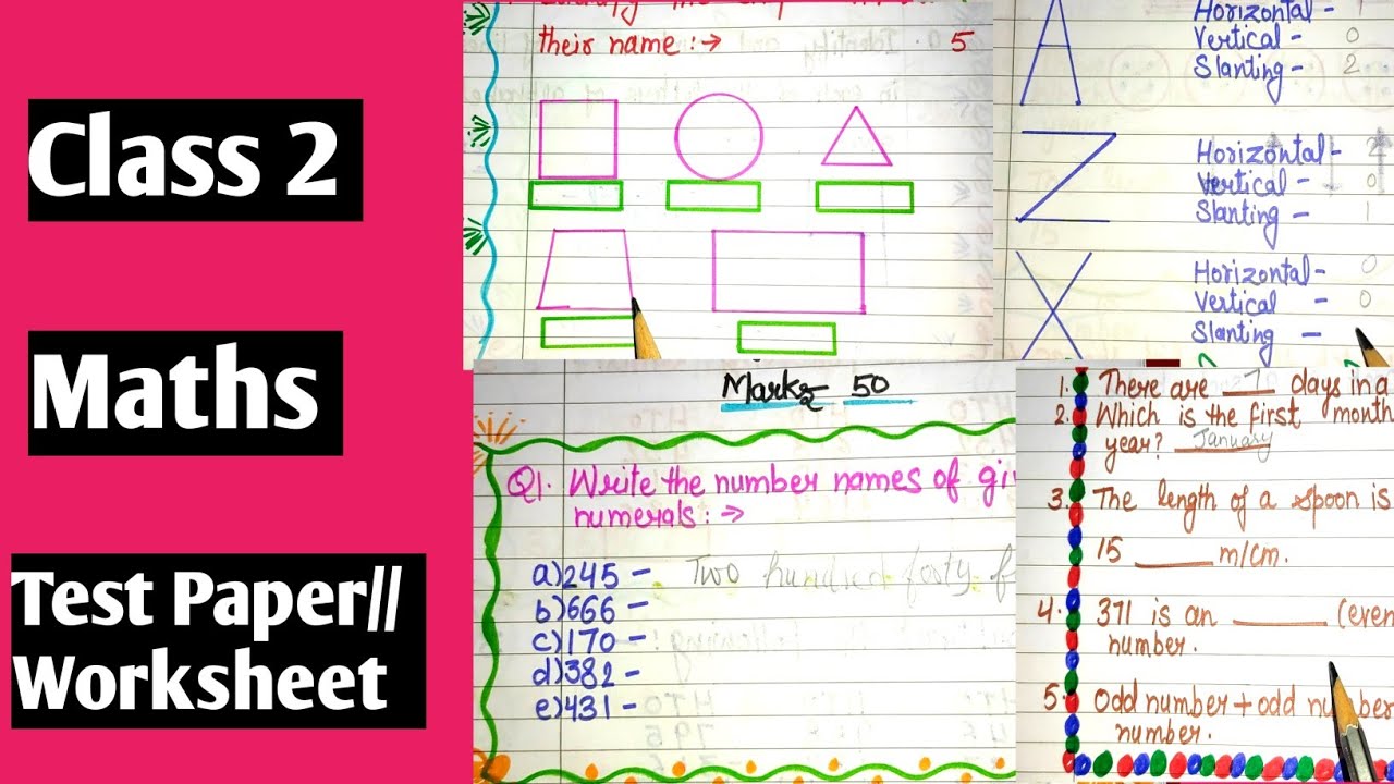 Class 2 Maths Test Paper for final Exam // Maths for class 2 - YouTube