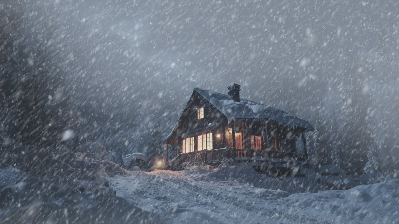 Roaring Storm in the Mountain Cottage | Blizzard Storm, Howling Wind ...