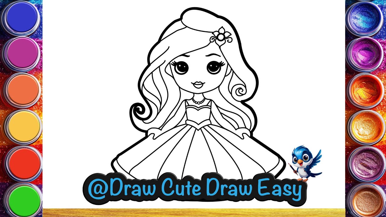 Cute Rainbow Barbie Doll 🌈 Drawing Tutorial for Kids | How to Draw ...