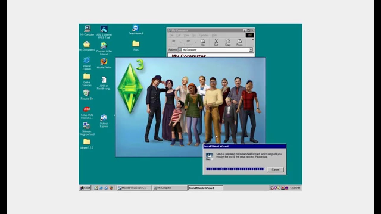 Installing The Sims 3 on windows 98 - YouTube