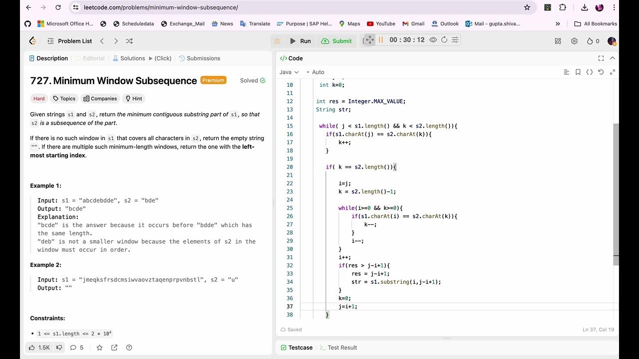 Minimum Window Subsequence | LeetCode Premium Google - YouTube