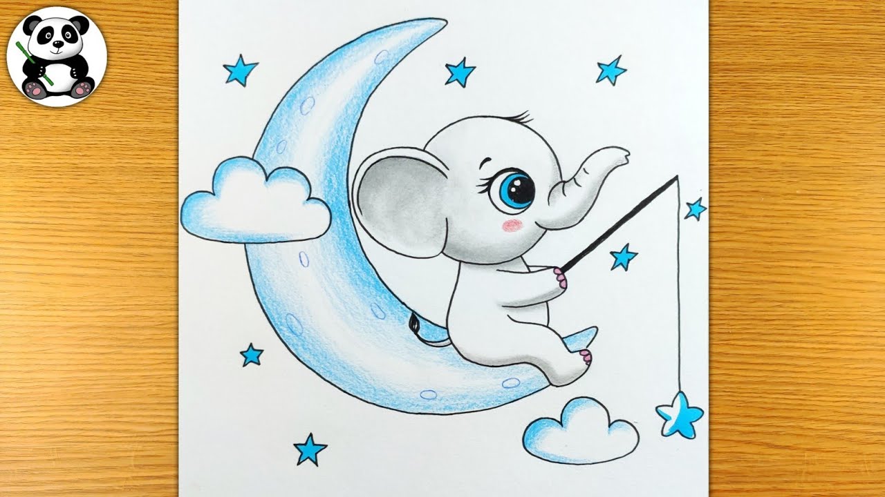 Cute animal drawing with moon - YouTube