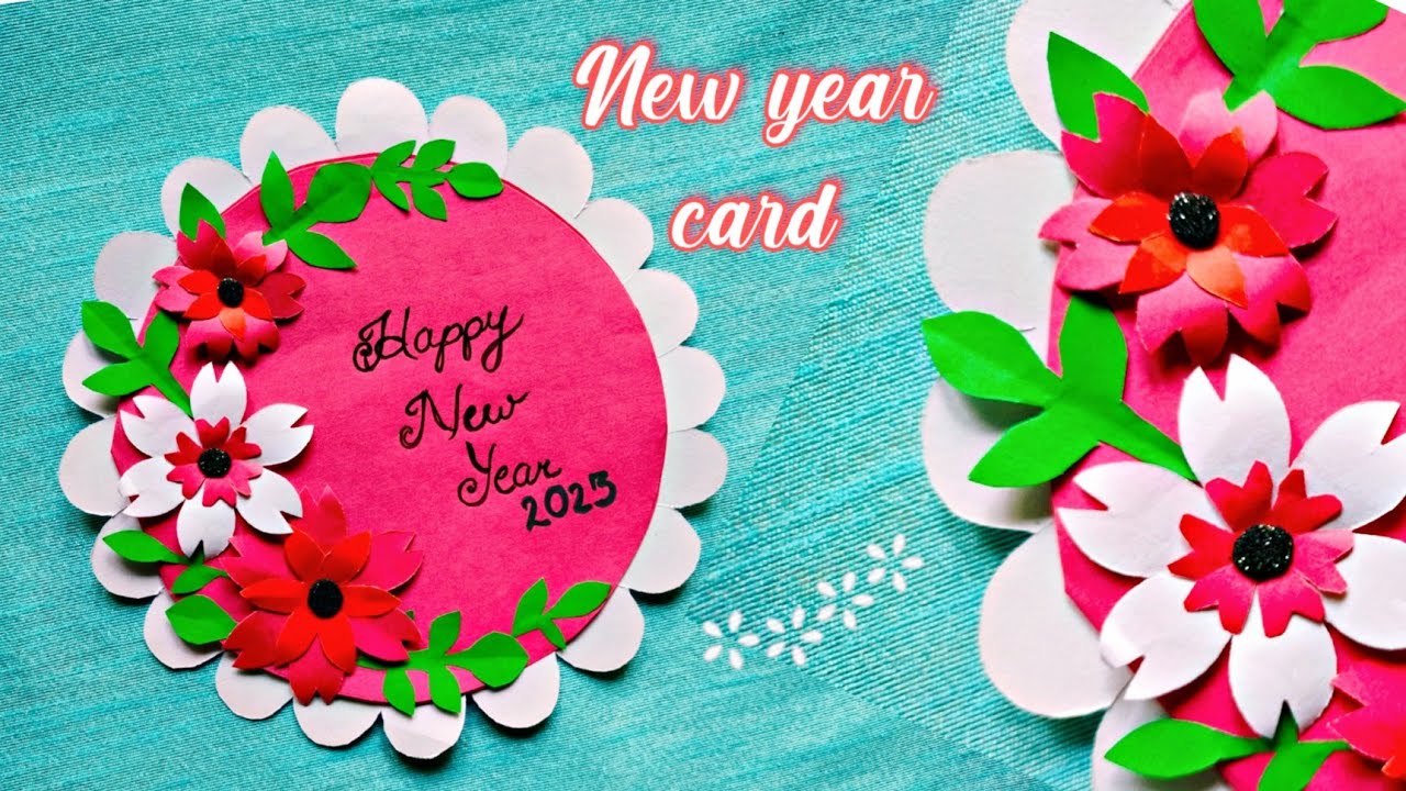 How to make new year card 😻| New year card making | Happy new year card ...