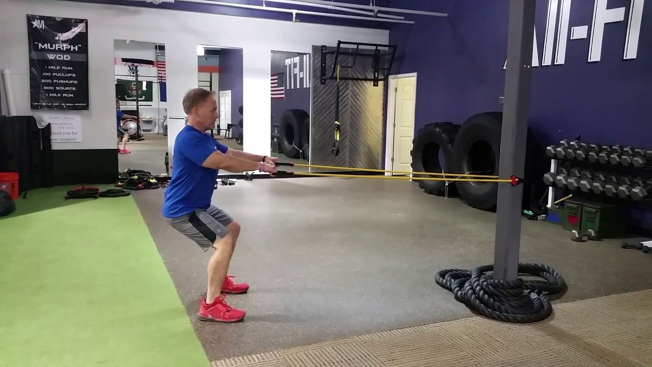 Squat rows with tubing - YouTube