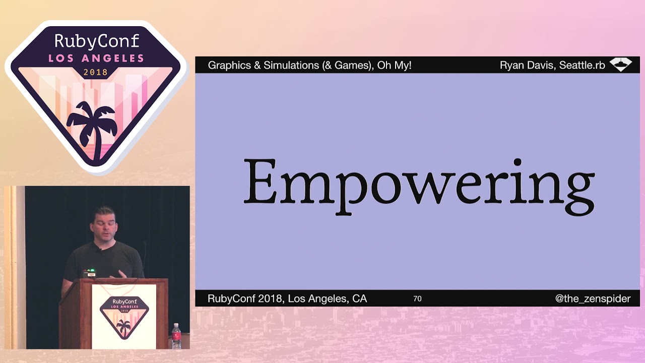 RubyConf 2018 - Graphics and Simulations (and Games), Oh My! by Ryan Davis - YouTube