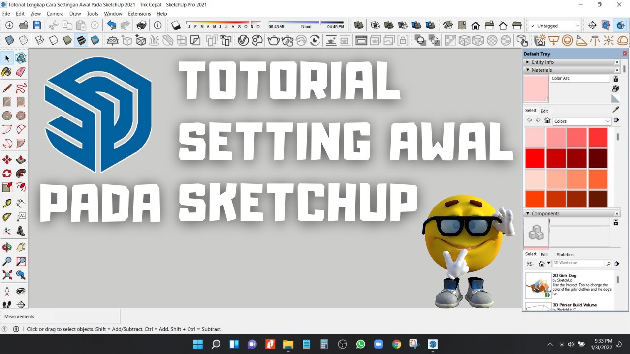Tutorial Lengkap Cara Settingan Awal Pada SketchUp 2021 | Trik Cepat ...