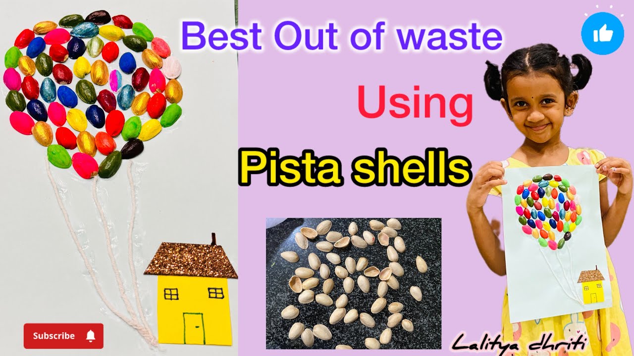 Pista shells Ballon House| Best out of waste using Pista shells - YouTube