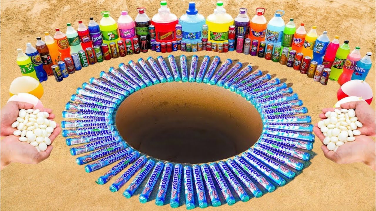 Giant Toothpaste Eruption from Giant Mentos Underground With Mirinda ...