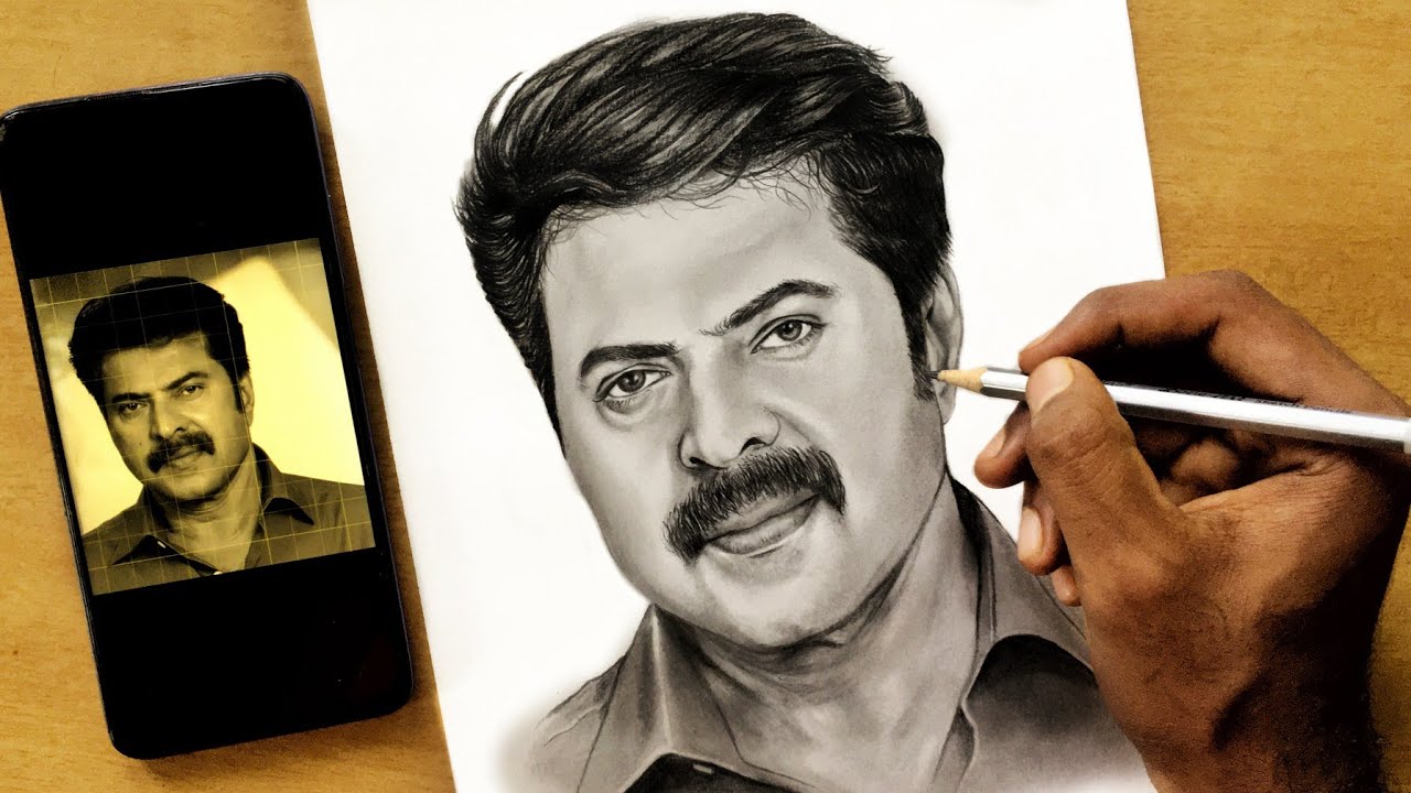 Drawing Mammootty (Timelapse) | Sketch with Aslam - YouTube