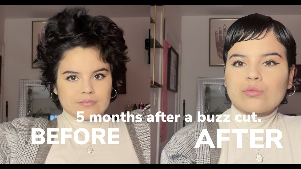 How I style my short hair| Grown out buzz cut! - YouTube