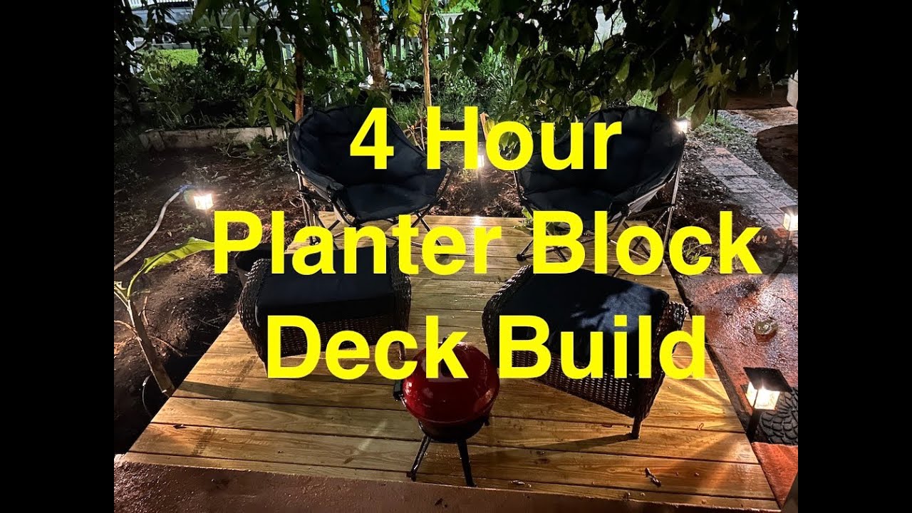 DIY Wood Deck Build with Concrete Planter Wall Blocks | Step-by-Step ...