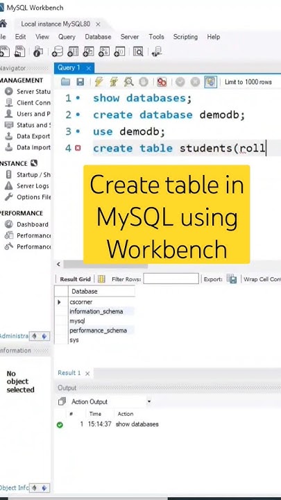 Create table in MySQL workbench #viralvideo #shortsfeed #youtubeshorts #ytshorts #mysql # ...