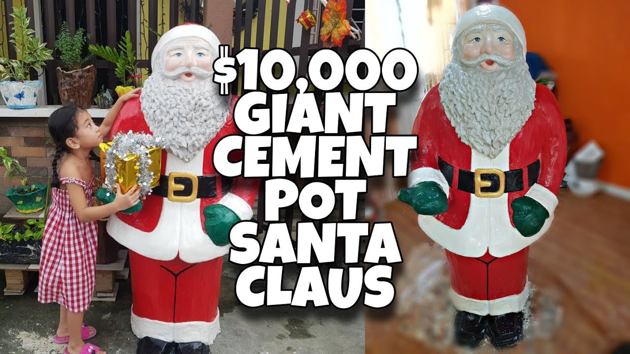 DIY- GIANT CEMENT POT SANTA CLAUS| Cement pot projects| Home and Garden ...