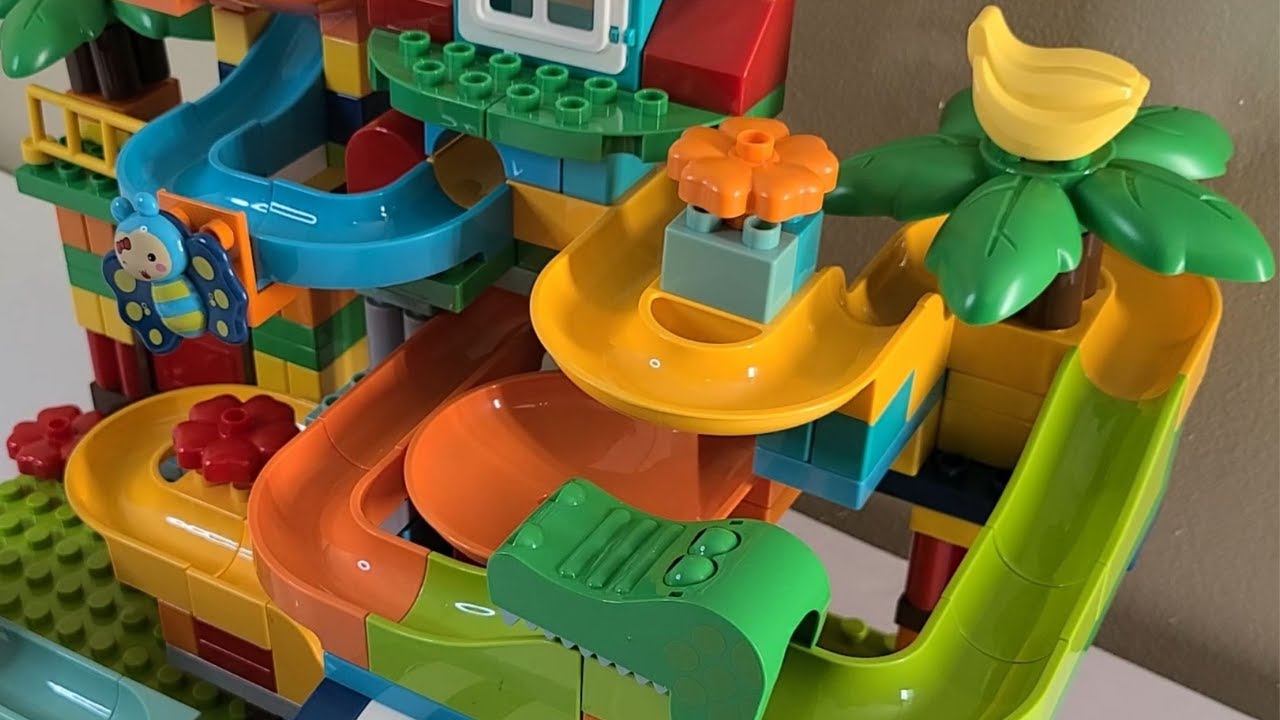 😁 Alligator Marble Run Course ♡ Satisfying Building Block Coaster - YouTube