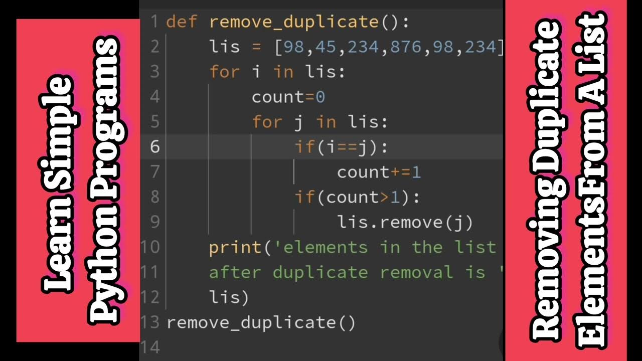 Removing Duplicate Elements From A List -Learn Simple Python Programs ...