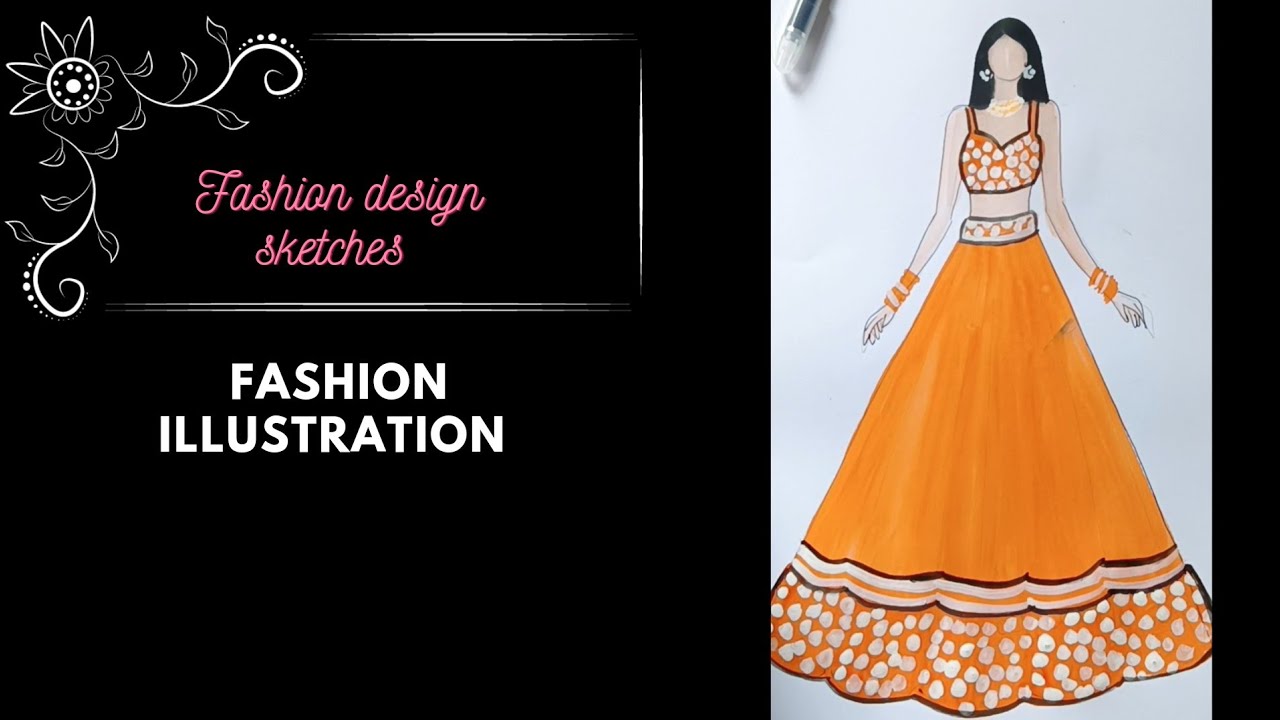 How to draw a simple lehenga sketch? | Fashion illustration | Fashion ...