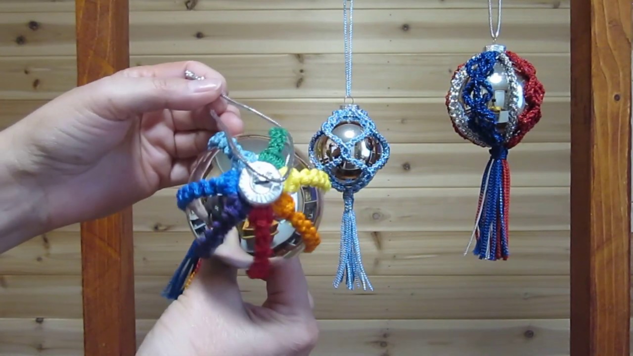 Rainbow Christmas Ball (macrame method) - YouTube