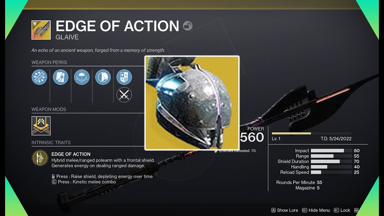 Edge of action titan exotic glaive showcase with new rework and helm of ...