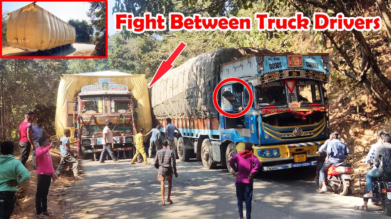 Fight Between Truck Drivers : Overloaded Truck Struggling On Ghat ...