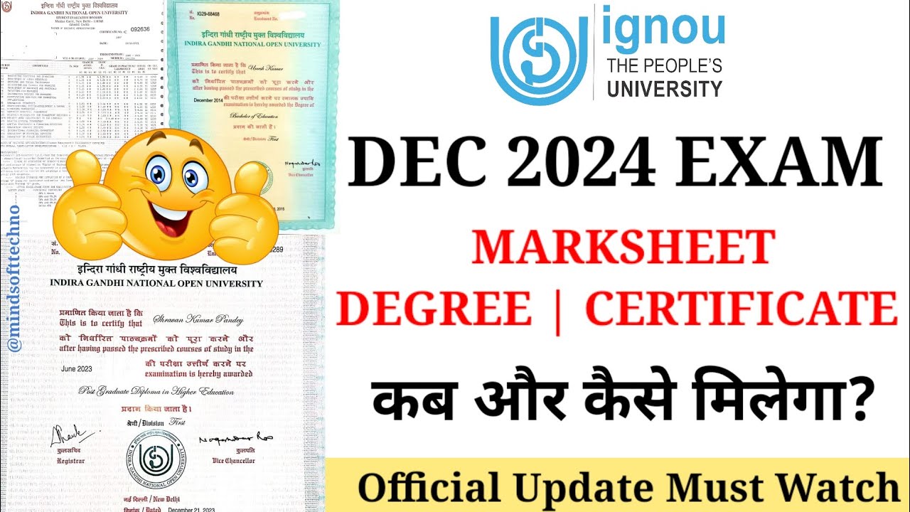 IGNOU December 2024 Exam की Original Degree और Marksheet कब और कैसे ...