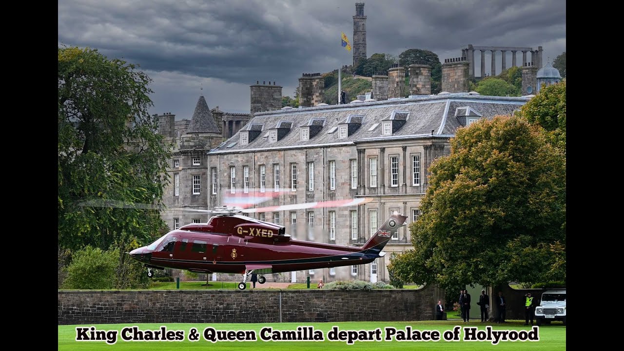 King Charles & Queen Camilla - Royal Chopper - Holyrood Palace - YouTube