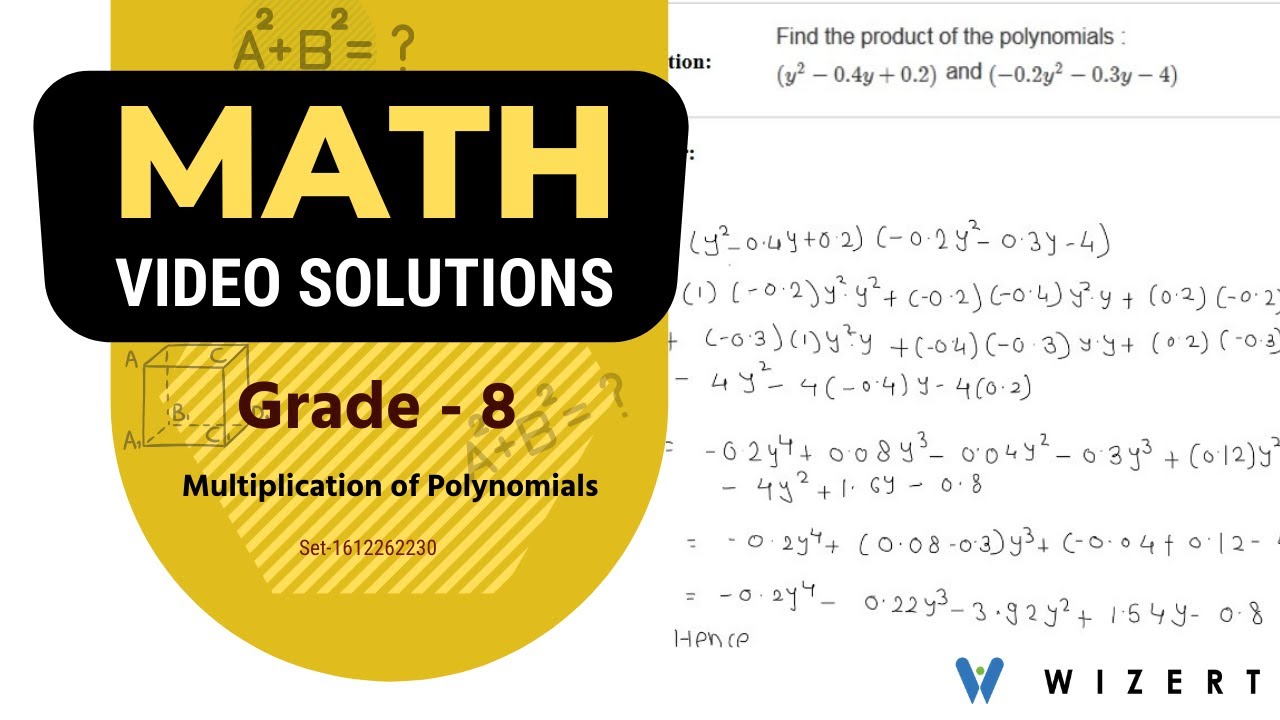 Math Multiplication of Polynomials word problems for Grade 8 - Set ...
