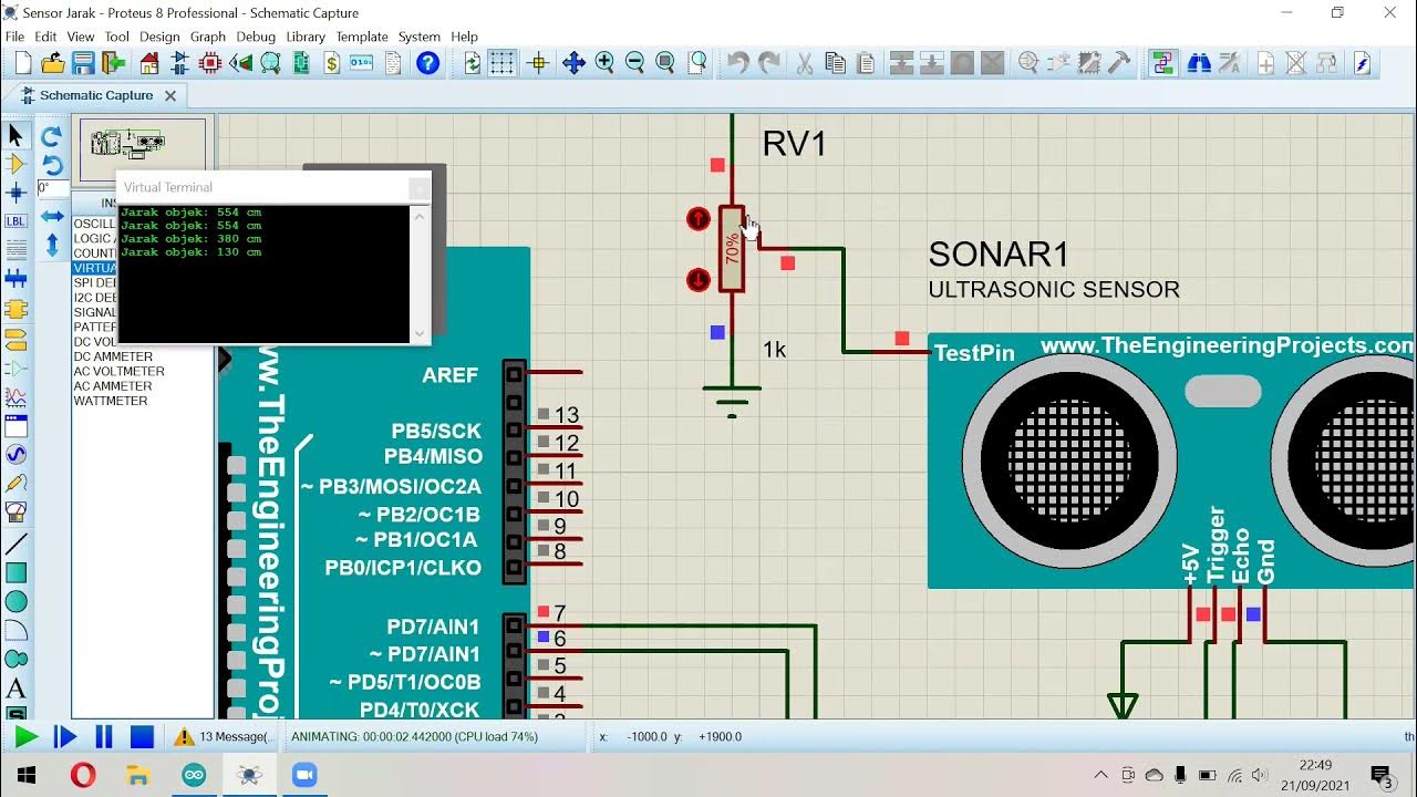 Membuat Rangkaian Sensor Jarak di Proteus In Nutshell - YouTube