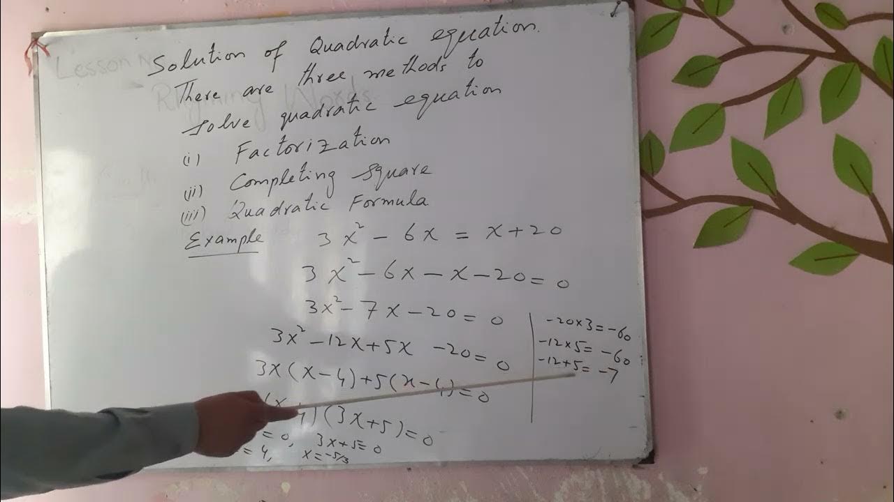 Quadratic equation solution by three different methods - YouTube