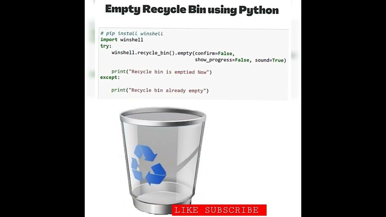 Empty Recycle Bin 🪣 Using Python Python Machinelearning Iot Blockchain Pythoncode Python
