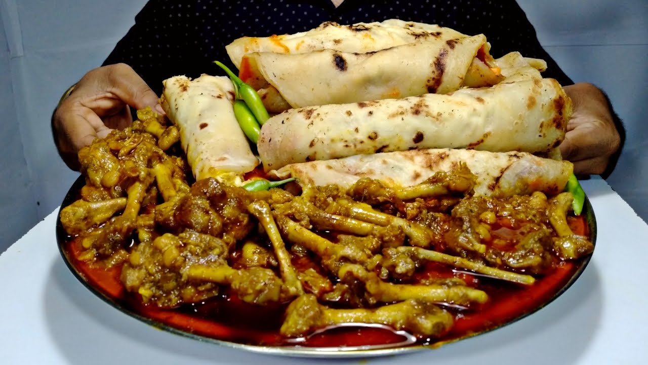 Lots Of Egg Roll, Chicken Roll With Spicy Chicken Bhorta Dall - Roll Mukbang Foodie Bengali Food ...