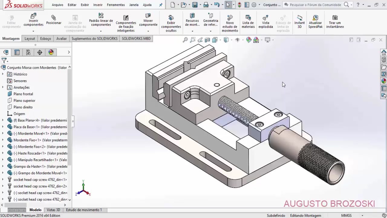 Bench Vise Clamping Complete Morsa Completa Solidworks - YouTube