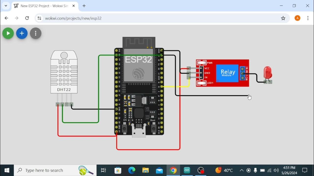 Esp32+Relay+DHT11 | Wokwi | Esp32 | Arduino | Robotic | Arduino Titan - YouTube