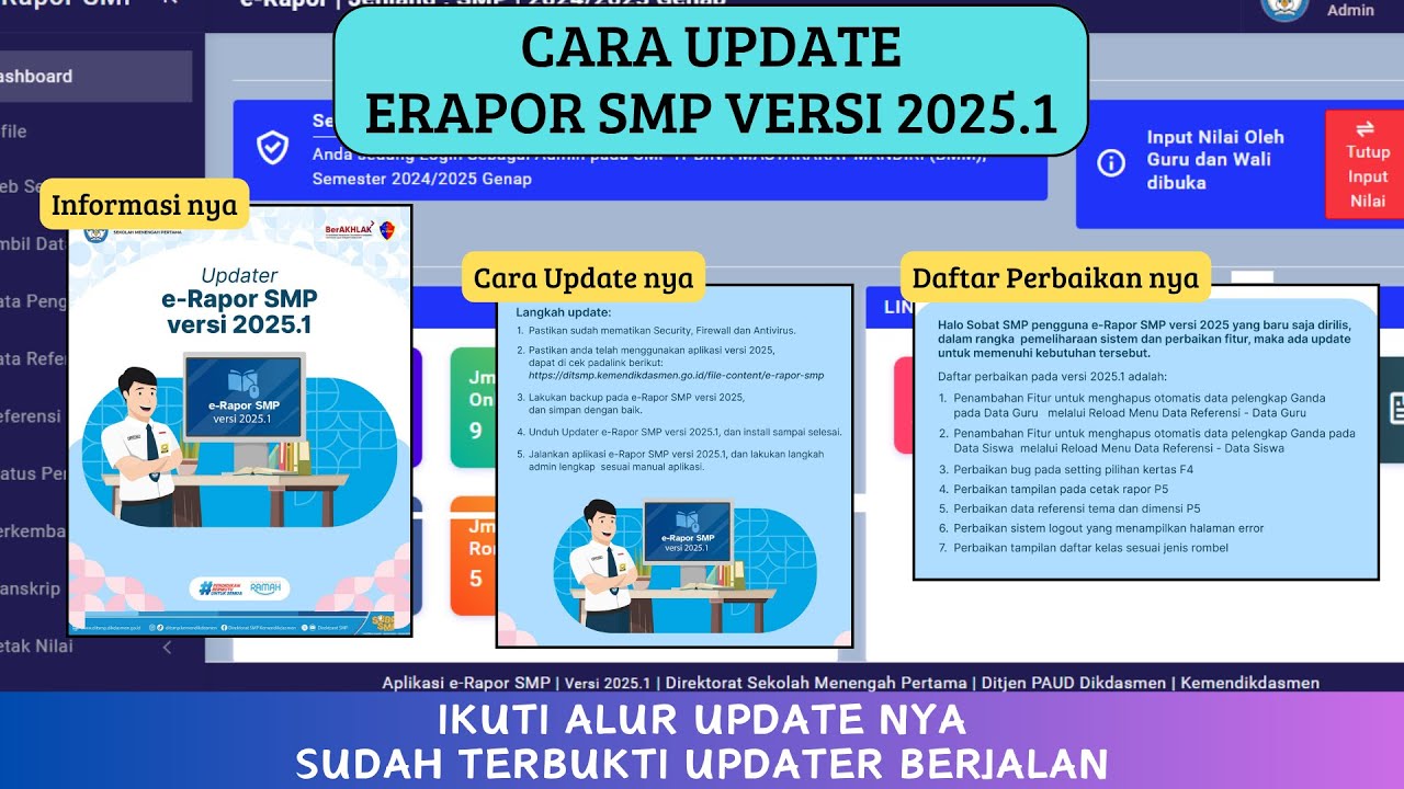CARA UPDATE ERAPOR SMP VERSI 2025.1 | ADA 7 PERBAIKAN - YouTube