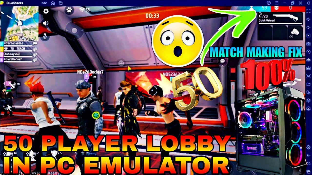 50 Player Lobby😱in Free Fire on PC🖥️ #emuladorfreefire - YouTube