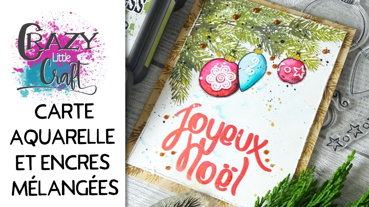 Réalisation d'une carte de Noël façon aquarelle et mélange d'encres ...