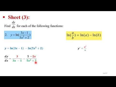 week 4 Logarithmic Function Differentiation - YouTube