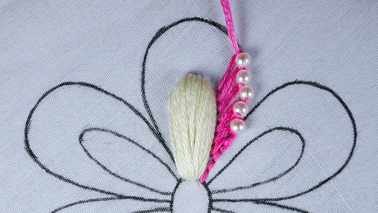 Fantasy 🌼 flower design using fiber and DMC thread🧵 | Tutorial for hand ...