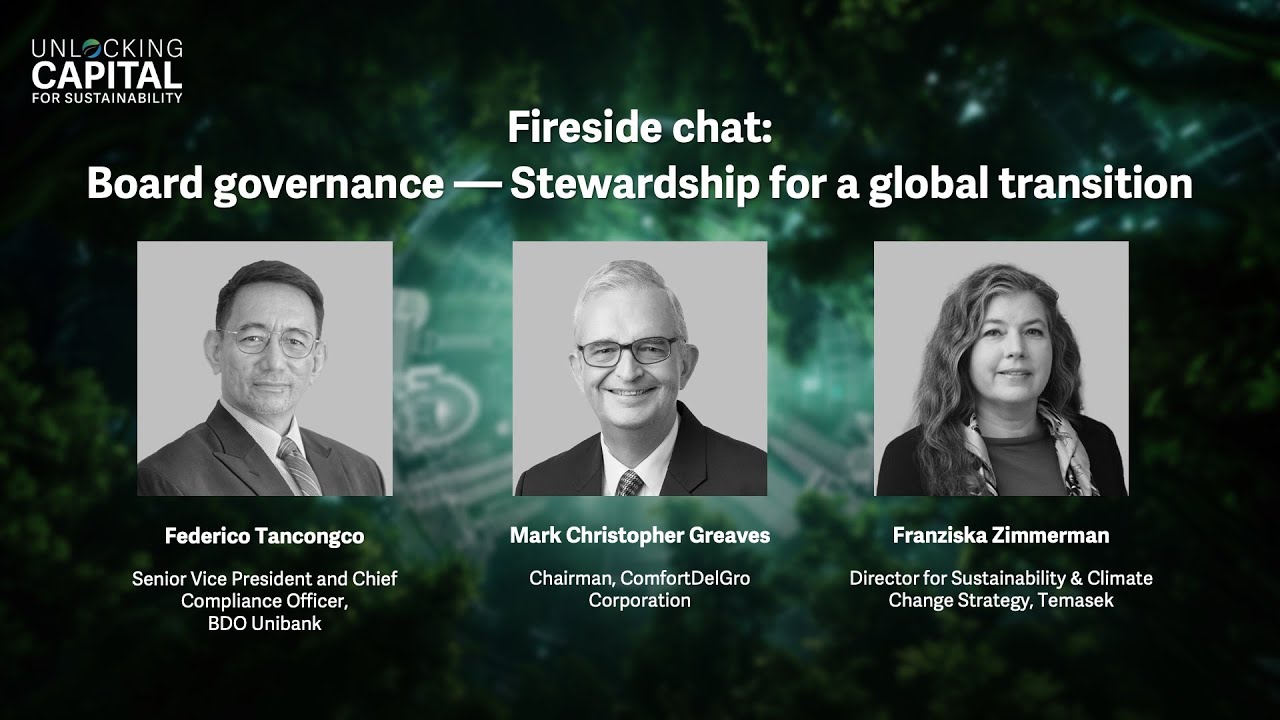Unlocking capital for sustainability 2024 SG | Fireside chat: Board ...