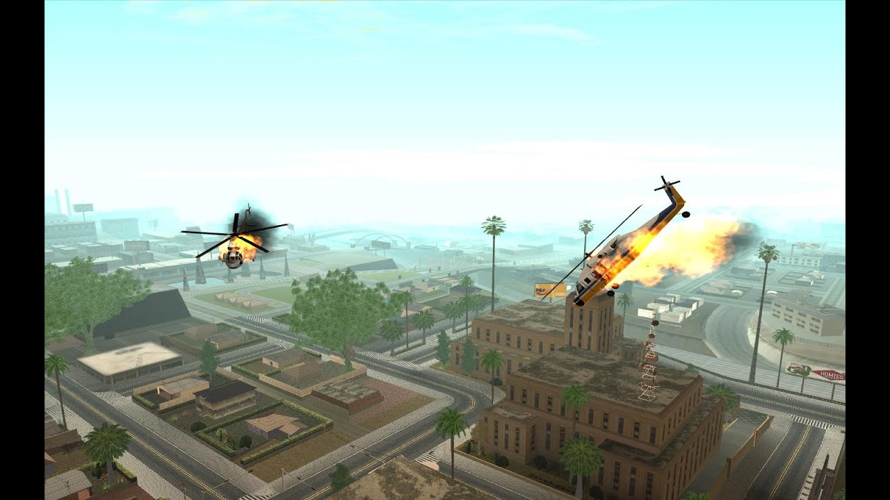 GTA San Andreas flying exploding helicopter - YouTube