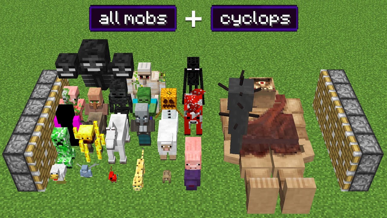 all minecraft mobs + cyclops = ??? - YouTube