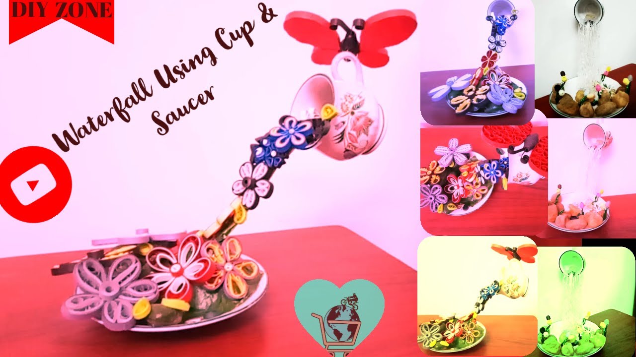 How to make waterfall using cup & saucer(DIY)|Supermarket| - YouTube