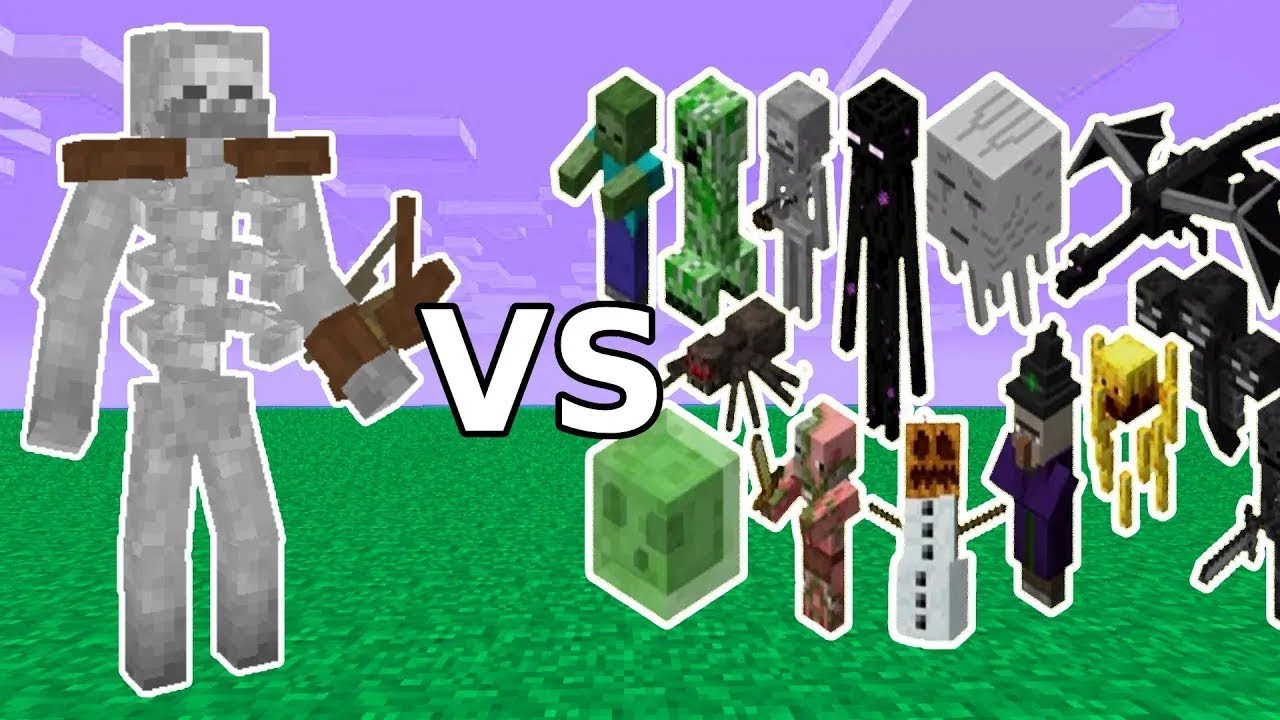Minecraft: MUTANT SKELETON VS ALL MOBS - YouTube
