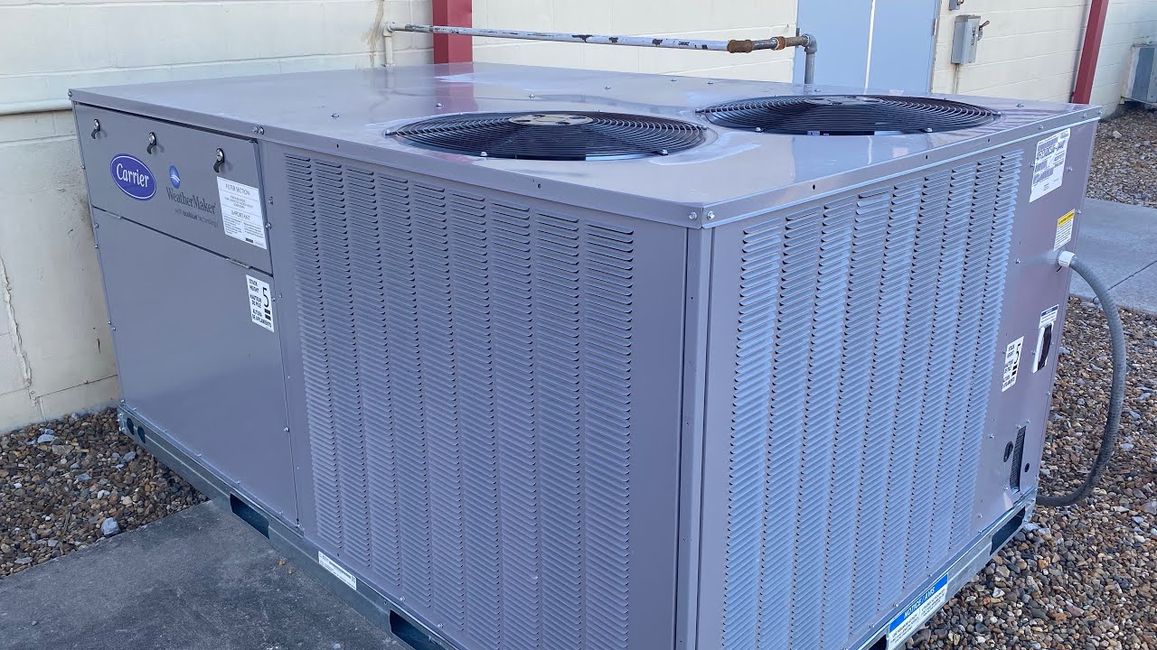 2023 Carrier Gemini Weathermaker 7 ton RTU air conditioner starting up ...