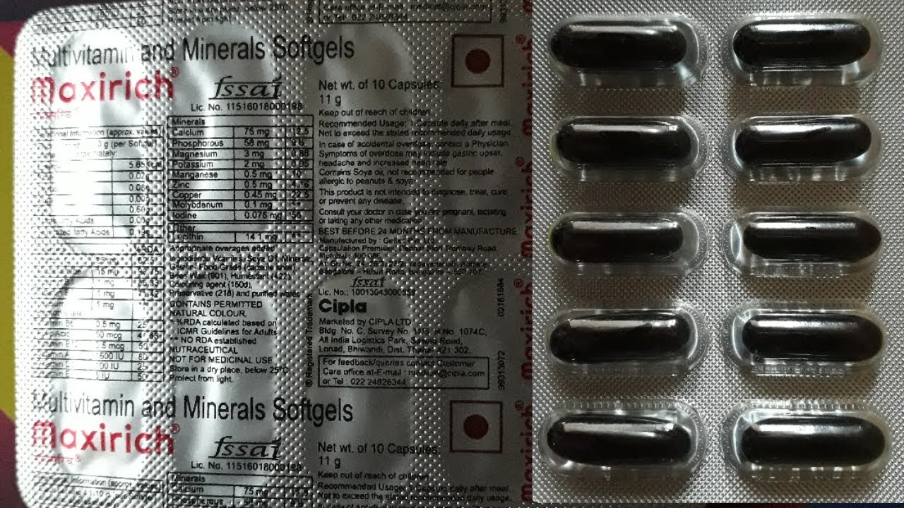 Maxirich capsule | Multivitamin and Minerals softgels - YouTube