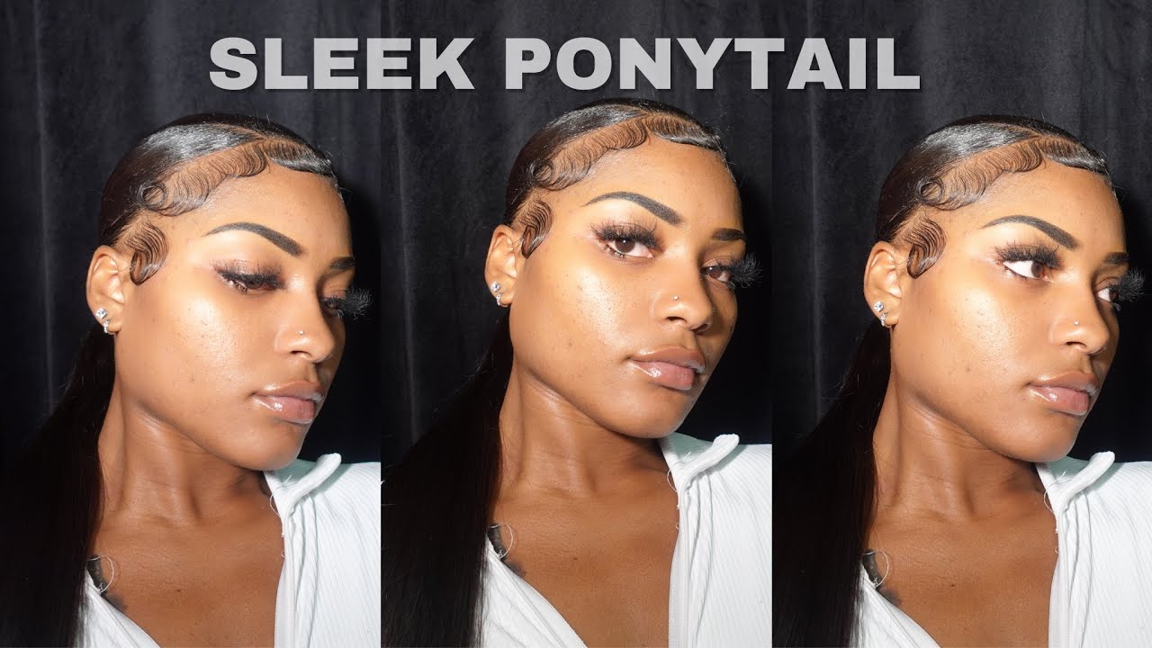 sleek natural ponytail with dramatic edges - YouTube